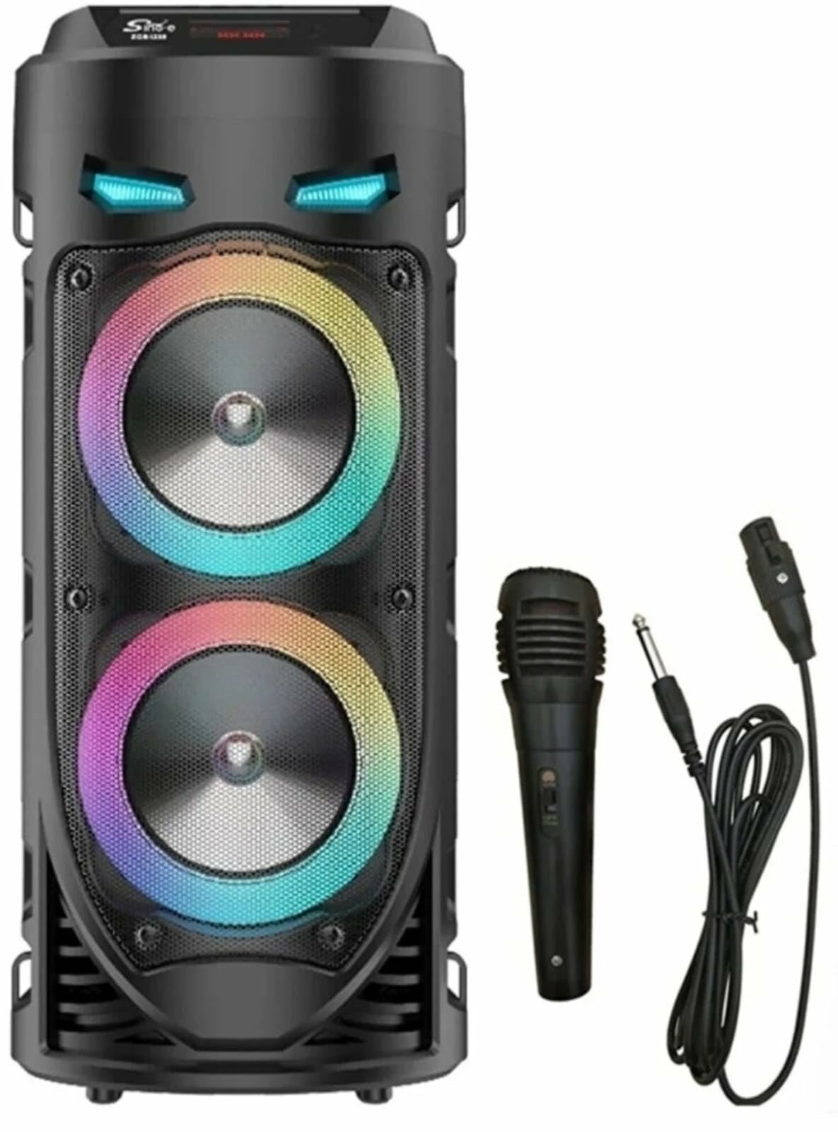 Беспроводной динамик Bluetooth с LED-освещением для вечеринок ZQS4239, двойной 4-дюймовый многофункциональный сабвуфер, динамик для народных танцев, наружный Bluetooth-динамик, мобильный караоке-динамик