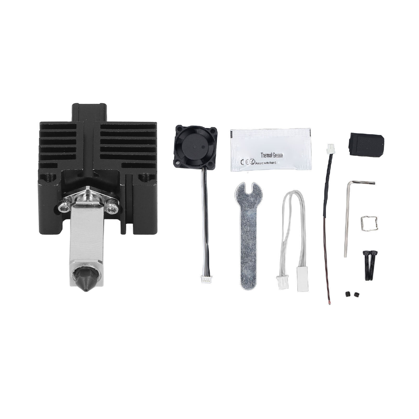 Комплект хотэнда из закаленной стали, съемный, с вентилятором 2510 и соплом 0,4 мм для экструдера 3D-принтера Bambu Lab X1C.