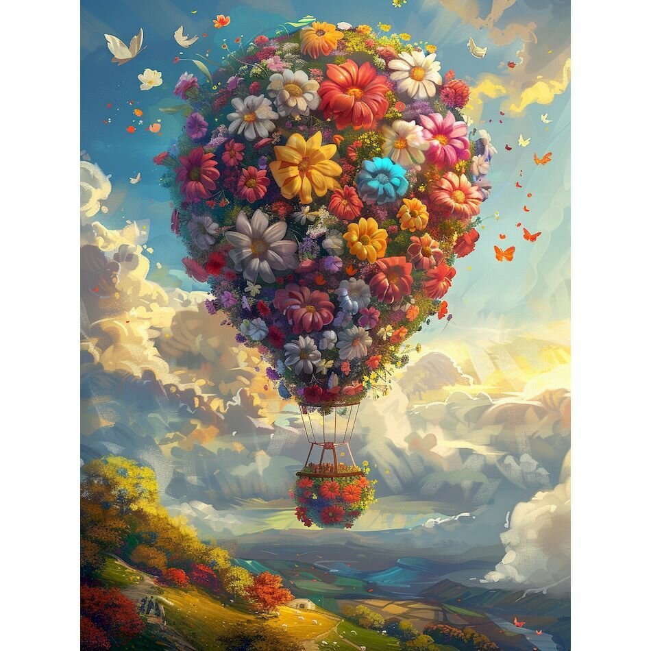 Набор для самостоятельной вышивки алмазами 5DАбстрактный пейзаж - круглая алмазная мозаика размером 40x50 см для украшения стен дома,40X50CM, белый