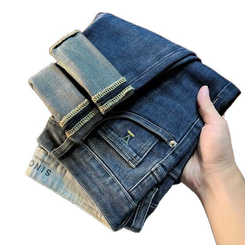 Тренд RONG CH Унисекс Джинсы Стиральные Потертые Пэч Слим Эластичные Высокий Улица Деним, Размер_33