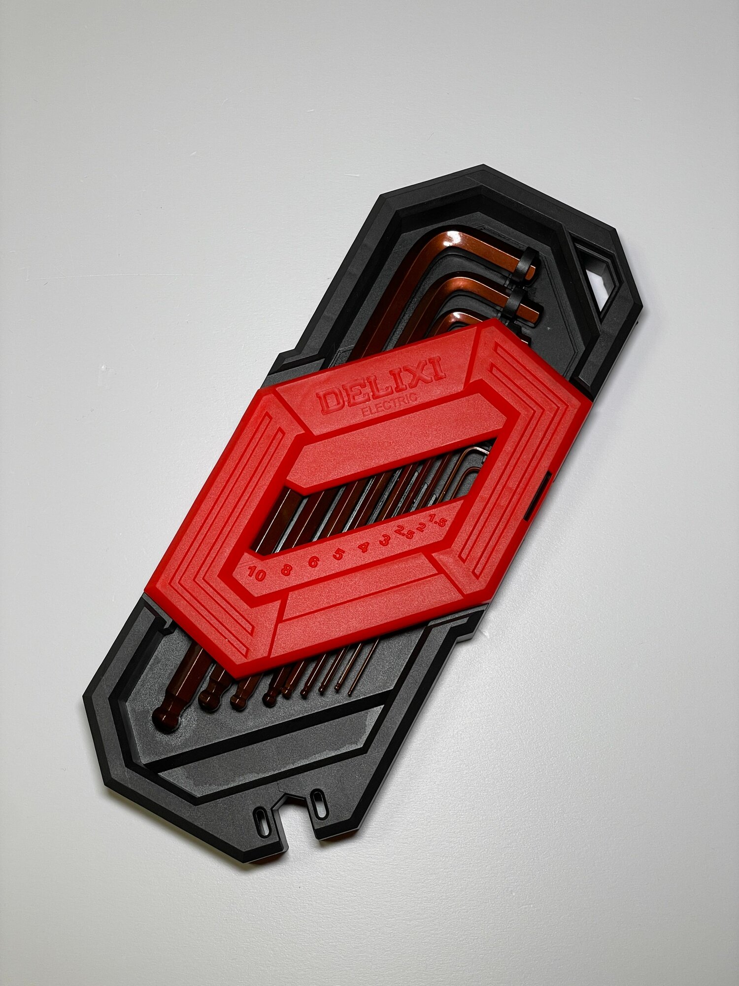 Набор удлиненных шестигранных ключей "Delixi" из ударопрочной стали S-2, имбусовые ключи в кейсе, шестигранники с шаром