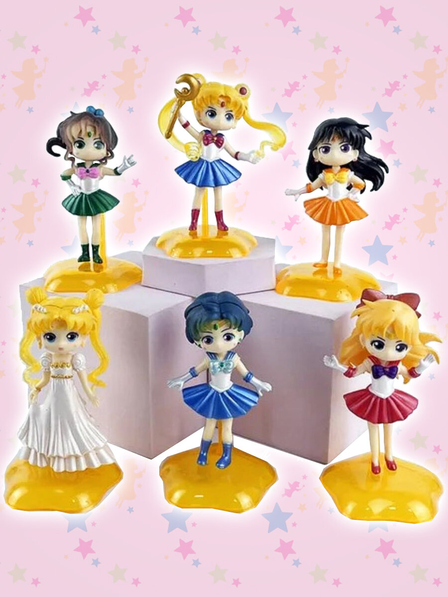 Фигурка Набор фигурок 6 шт Девочки Аниме Sailor Moon, высота 10 см