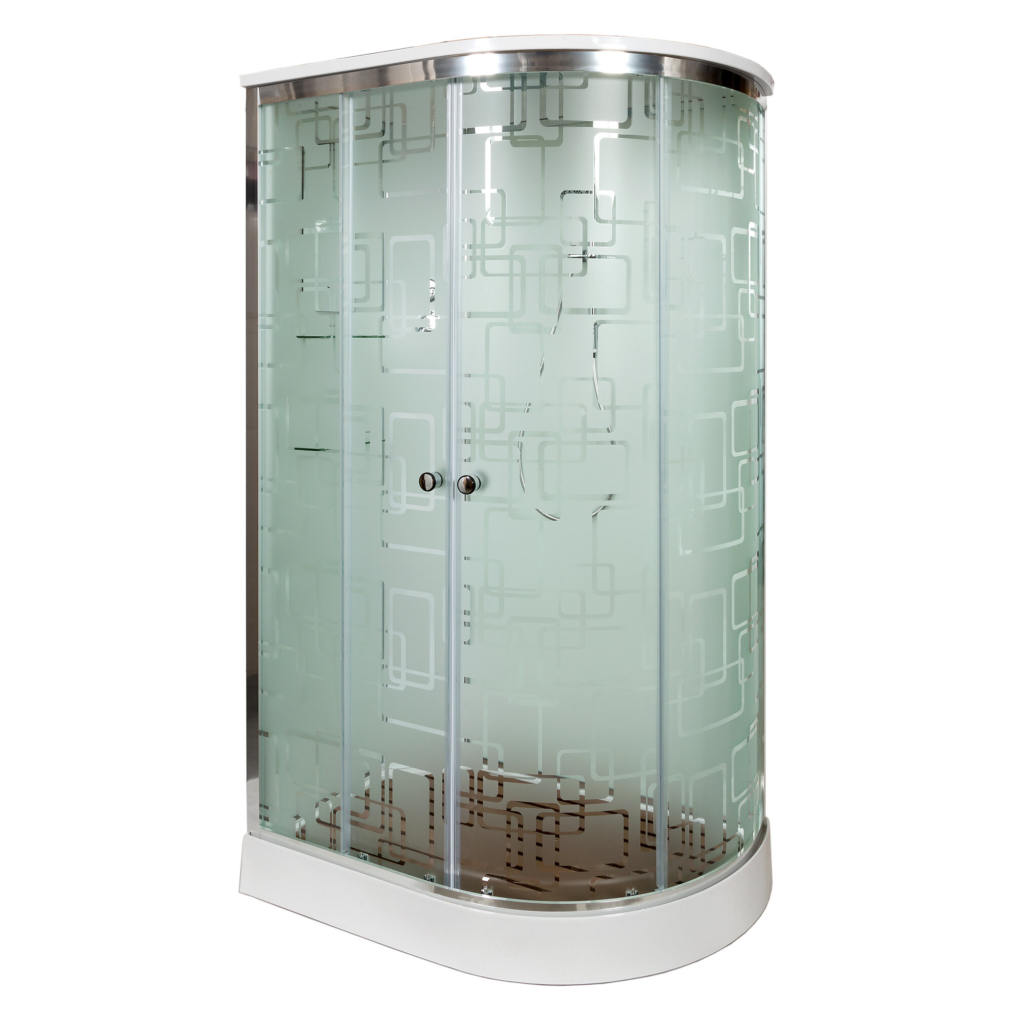 Душевая кабина DTO с крышей, низким поддоном, гидромассажем электрикой, матовое стекло с узором, 120х80х220 см, серия EM