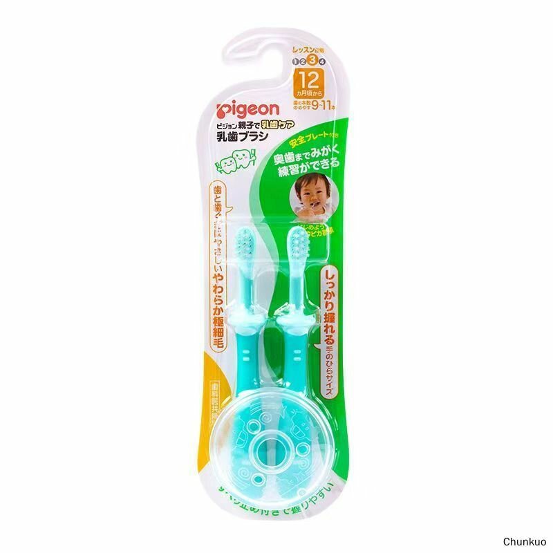 Pigeon Зубная щетка для детей от 12 месяцев до 3-х лет, шаг 3, голубая