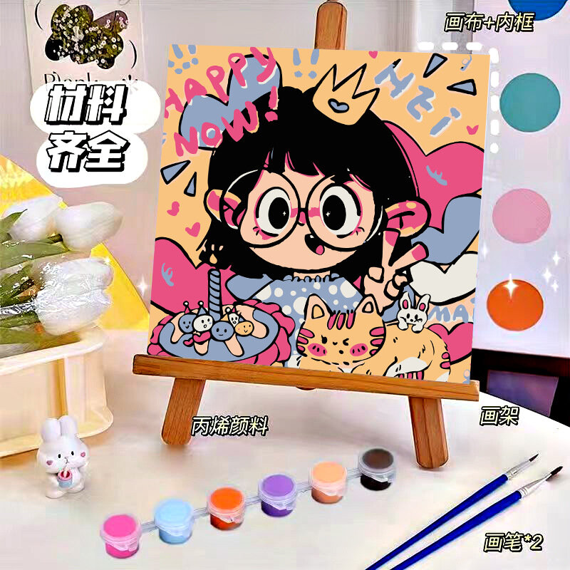 Цифровая картина маслом 20*20, аниме, раскраска маслом, ручная роспись маслом, декор для спальни.