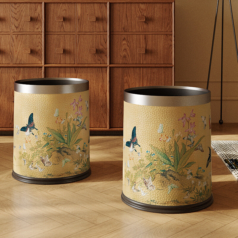 【ХИТ 2025】Кожаный мусорный бак в американском стиле — Элегантный антизапах для гостиной и спальни!