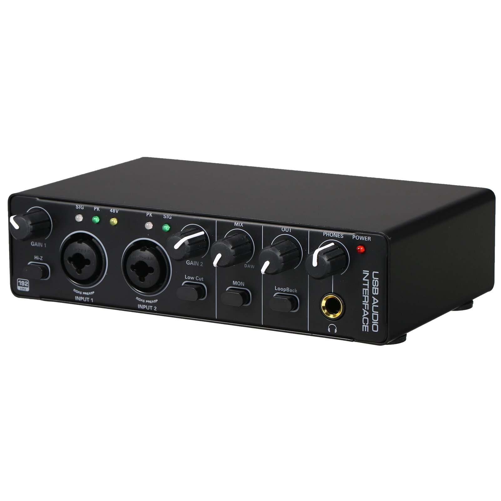USB Audio Interface Sound Card RHM 2 In 2 Out с 48V Phantom Power для записи Professional Audio Mixer & Mic Preamplifier порты XLR/R/ для гитаристов вокалистов, материал Metal, размер 173*92*44mm, вес 630g, вес упаковки 807g, размер упаковки