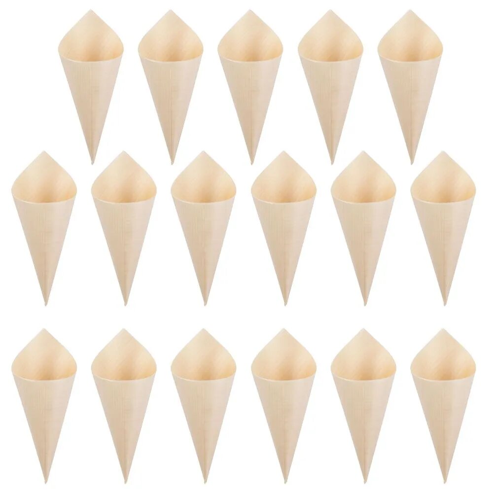 150 Штук Деревянные Конусы Для Еды Подходят Для Десертов И Антипасти Размер 8.00X6.00X4.00Cm