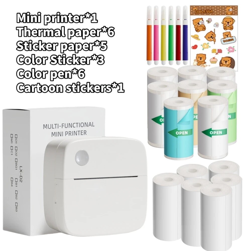 Мини-портативный беспроводной принтер этикеток DOLEWA D2, беспроводная функция, термопринтер для изготовления наклеек, портативные советы, обучающая маркировка