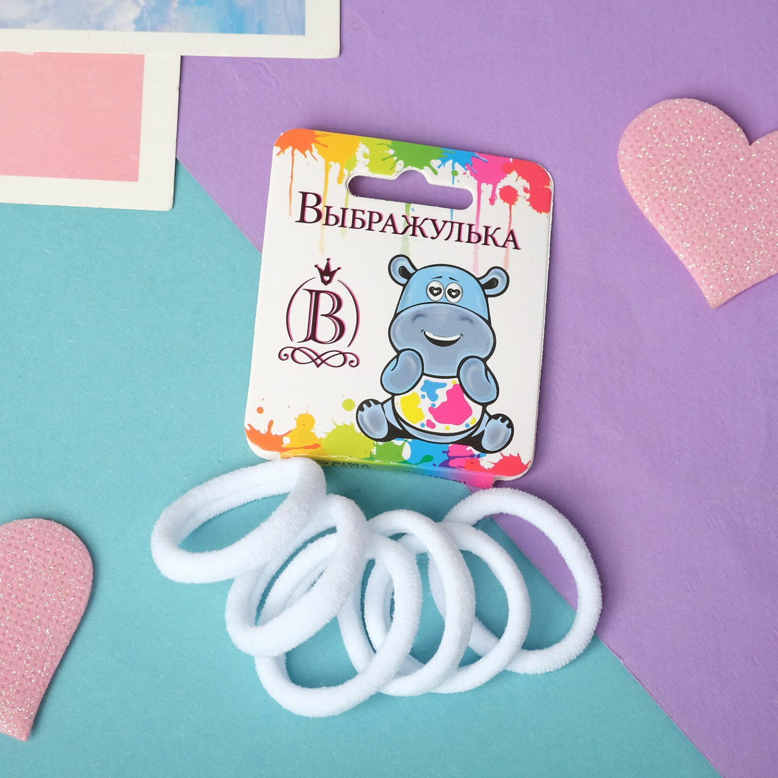 Резинки для волос "Радуга", набор 6 шт, белые, для кого: для девочек, 12 шт.