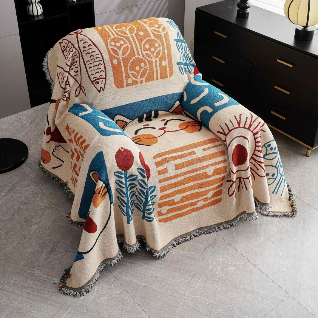 Нескользящее односпальное диванное одеяло, диванное полотенце