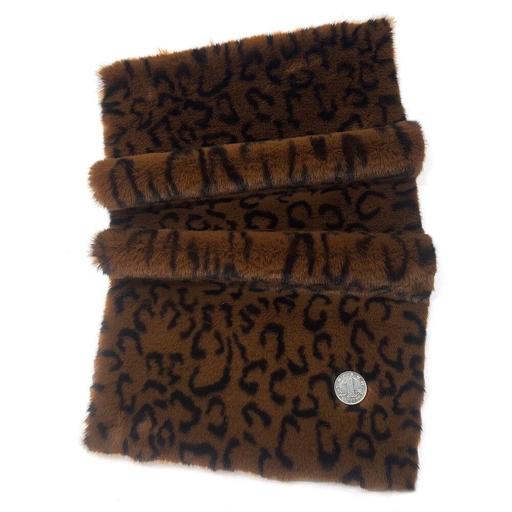 Плюшевая ткань с леопардовым принтом SEWBATO 100% полиэстер Коричневый, 25x45cm sample, 12