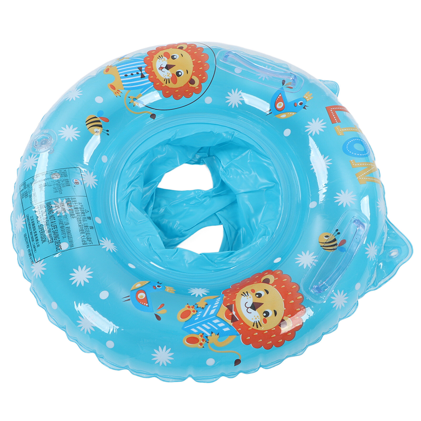 Kids Swimming Ring Waterproof Double Handle Easy Grasp Baby Swim Seat Float for Bathtub Pool Lion Style Blue