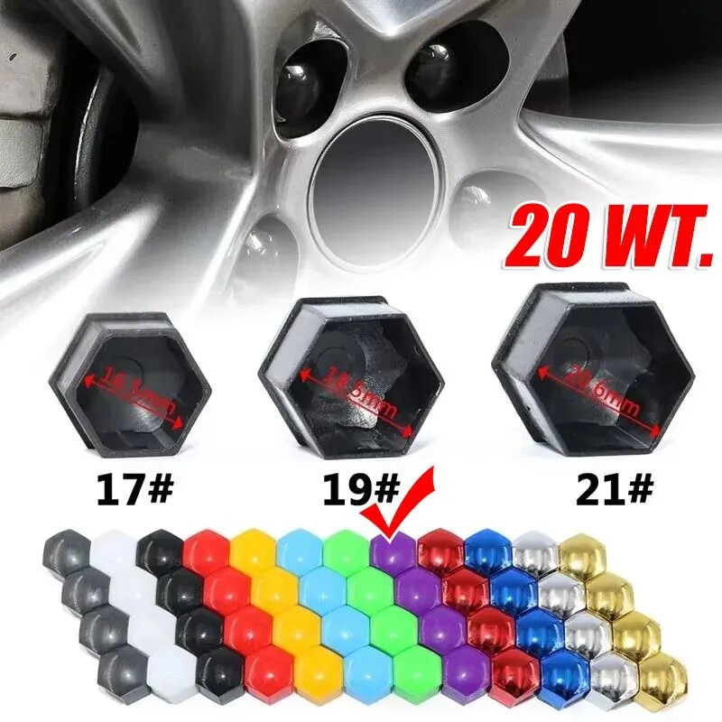 20 шт. Защитные колпачки для гаек колес автомобиля, пылезащитные, антикоррозионные колпачки для винтов ступицы автомобиля, украшение для шин, 19 мм, 10 цветов