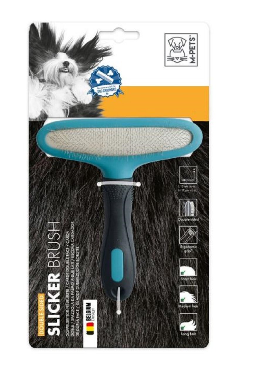 M-PETS Двусторонняя щетка-сликер пуходерка 15*17 см