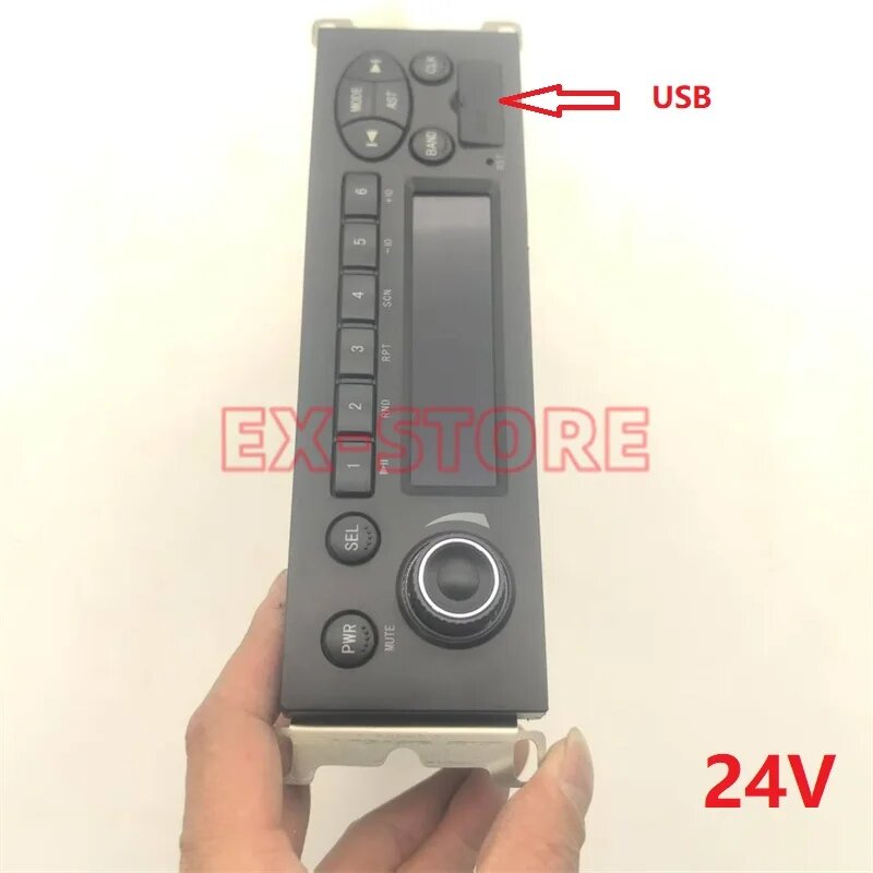 24 В радио MP3 USB-плеер для экскаватора HITACHI ZX200, ZX120-E, ZX70, ZX240-3, EX200-5, ZX230, ZX200-3G, ZX450