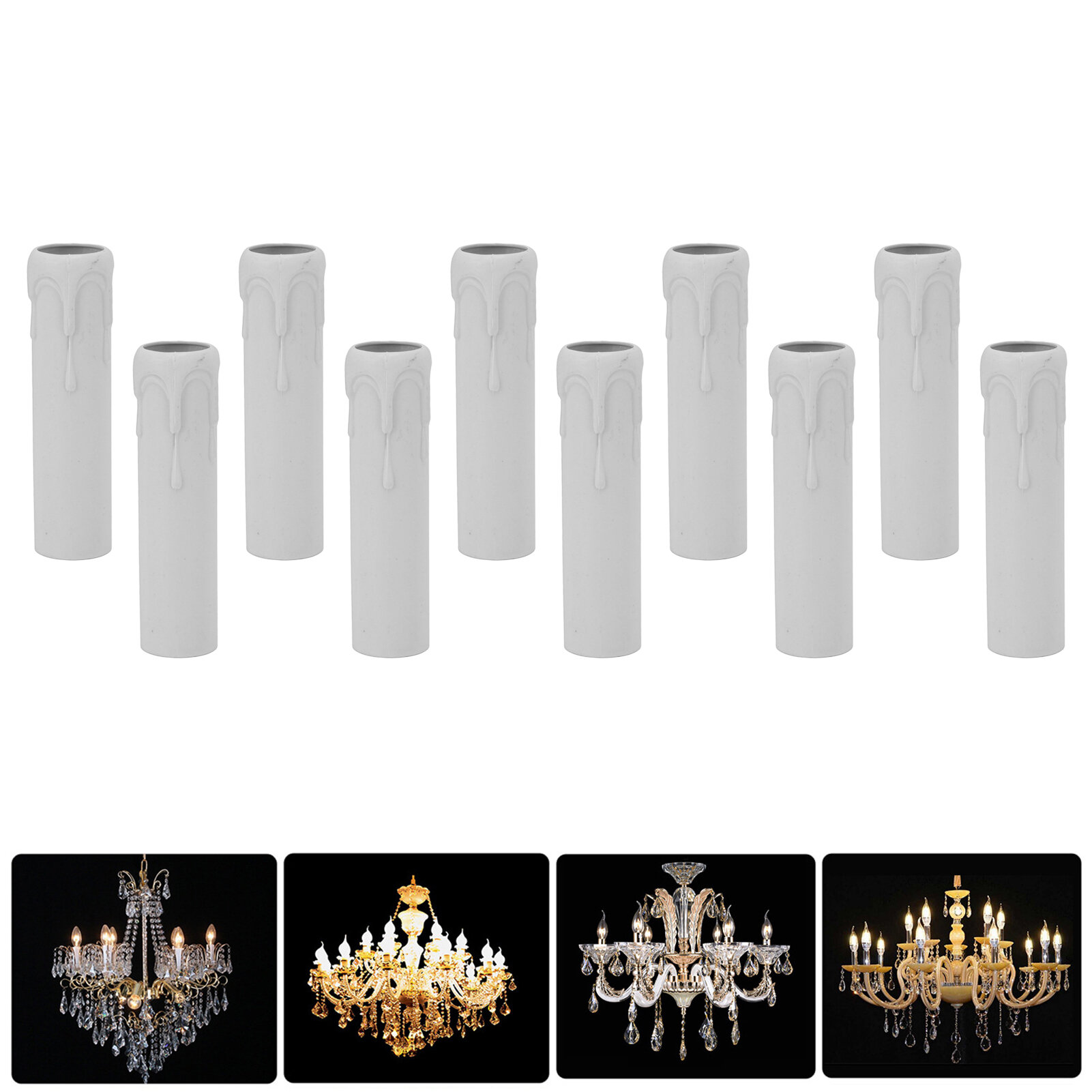 10 штук Чехлы для свечей Длинной 4 дюйма Симуляция Винтажных Свечных Подставок с Каплями Свои для Люстры Белого Цвета Материал ABS Подходит для Розеток E14