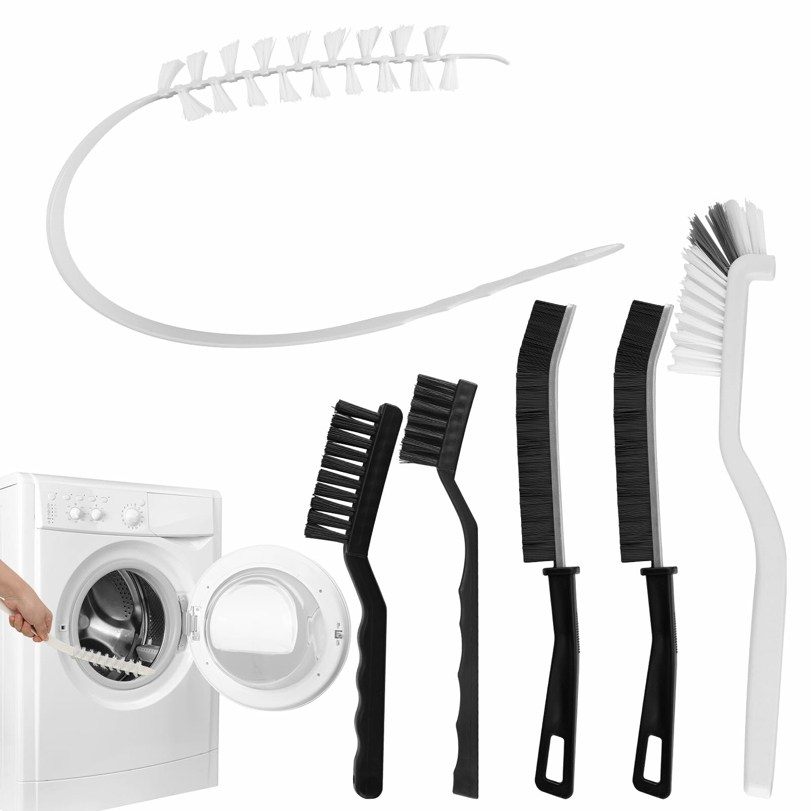 XPMBF - Набор из 6 щеток для очистки стиральной машины с щетками для пуха барабана и щетками для пыли в щелях