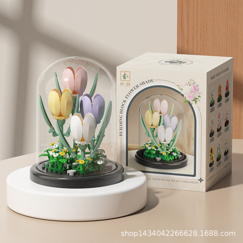 Новые детские образовательные строительные блоки, цветы, DIY, гвоздика, роза, совместимые с высокосимуляционным вечным цветком