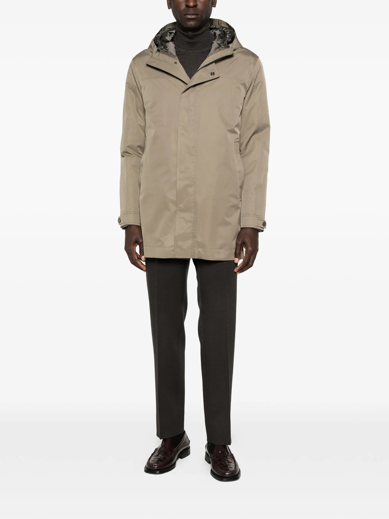 Пальто Corneliani Long-sleeve hooded coat, размер 48, разноцветный — фото 1