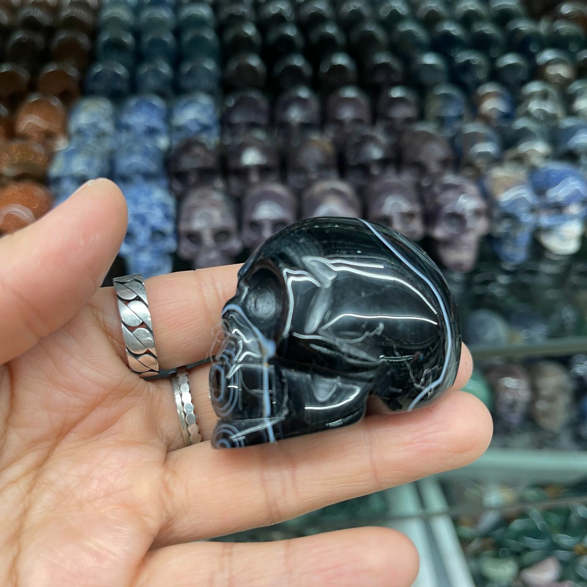 2inch Нефритовый Резной Череп Натуральный Необработанный Камень Полированный Призрачный Голова Хэллоуинское Украшение Кристальный Череп Орнамент