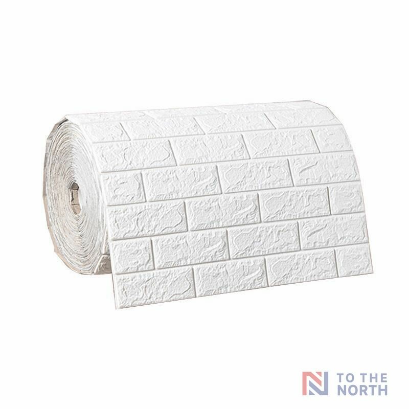 Панели самоклеющиеся для стен плитка "Кирпич белый" 70 смx5 м, мягкие, 3д, 3d, интерьерные, пвх, декоративные