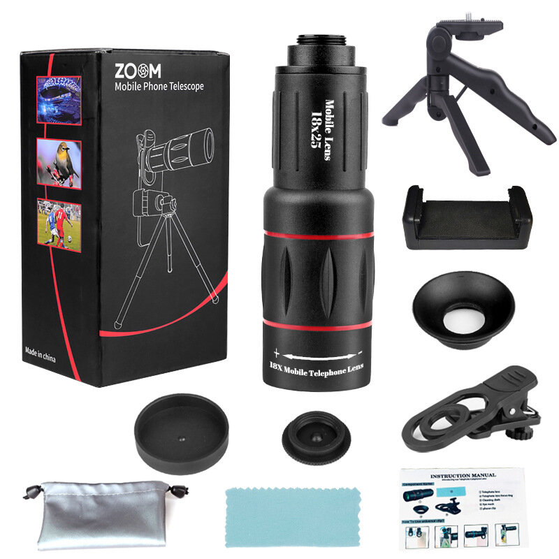 Оптовая продажа внешнего телеобъектива для мобильного телефона 18X 28X 36X, высококачественный монокулярный телескоп для концертной фотографии