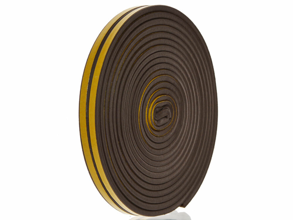 Уплотнитель 10м резиновый самоклеящийся Р-профиль 5.5*9 мм коричневый