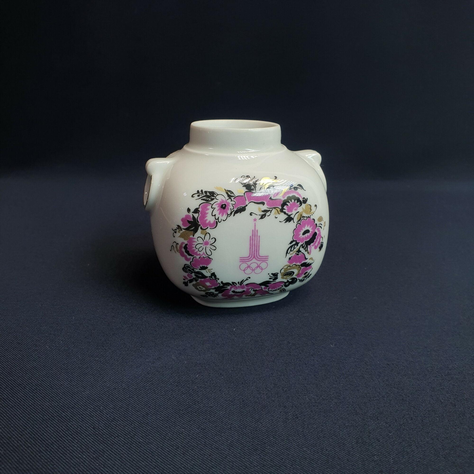 Ваза Москва-80 ЛФЗ, фарфор позолота деколь, винтаж СССР