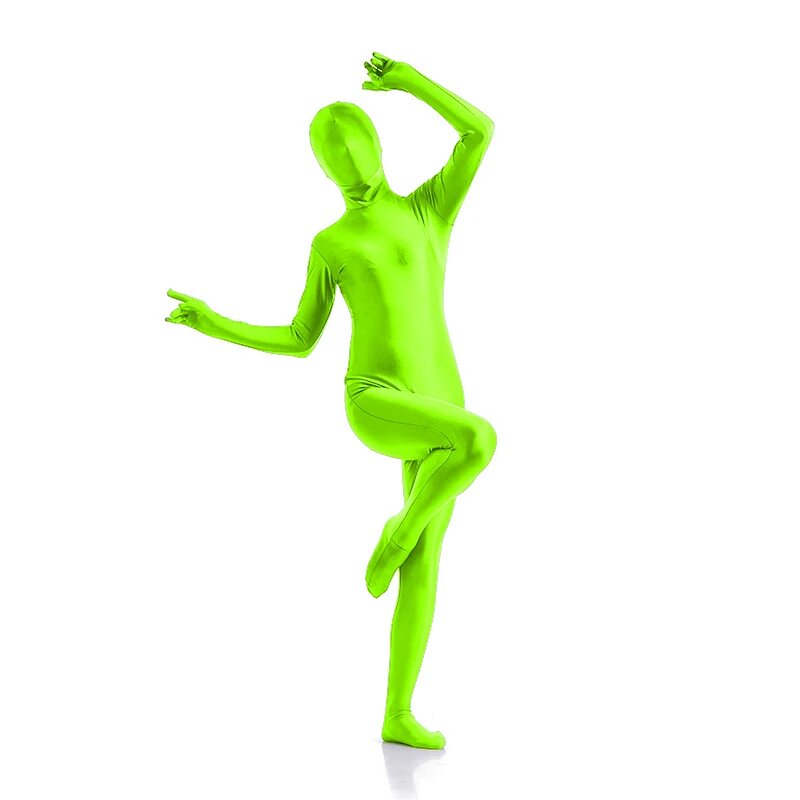 Женский костюм Зентай LaranLULU из нейлона и спандекса Зеленый, S, Fluorescent Green