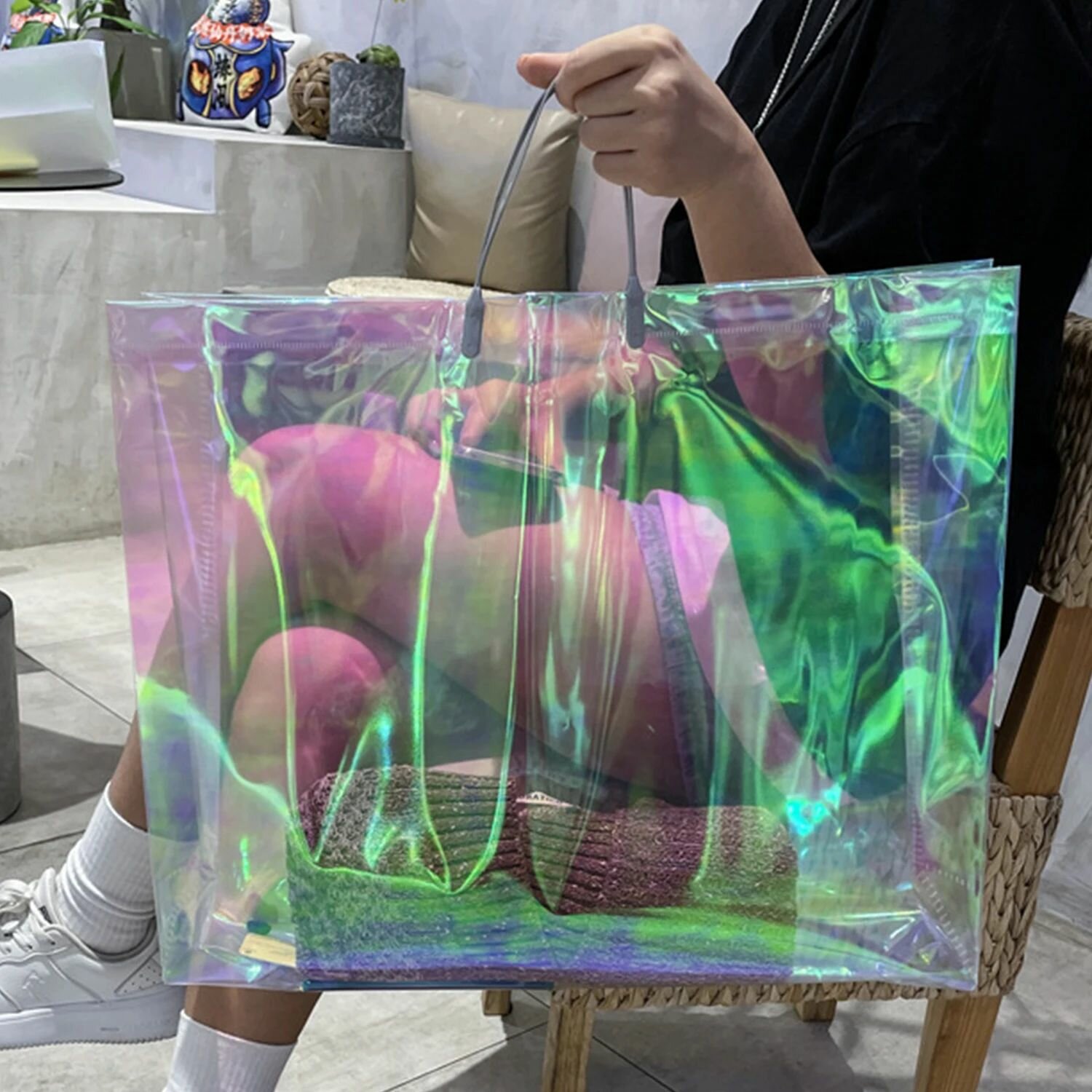 2 шт Водонепроницаемая и экологически чистая прозрачная хозяйственная сумка большой емкости