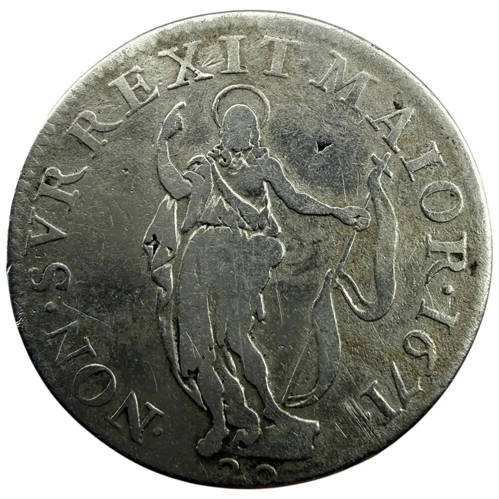 Италия, Генуя 1 лира (20 сольди) 1671 г.