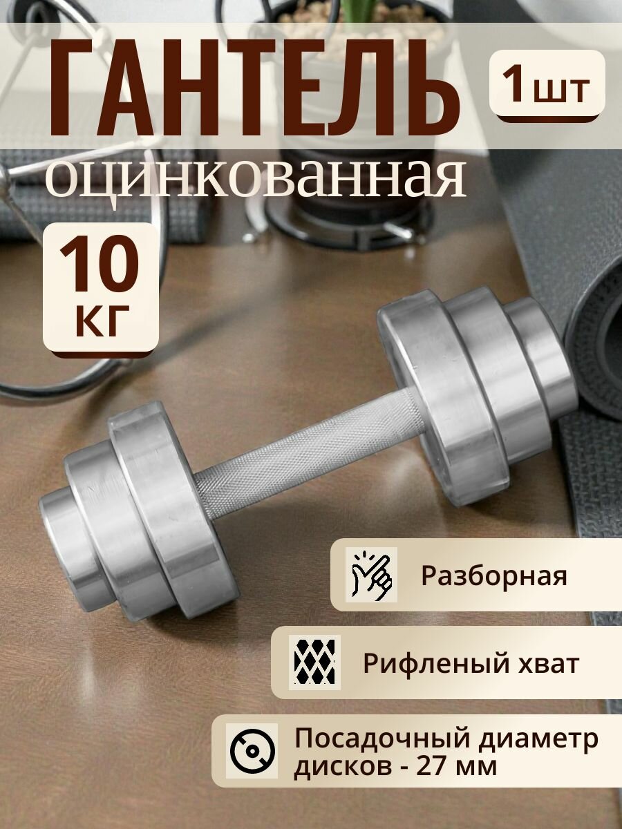 Гантель разборная оцинкованная 10 кг