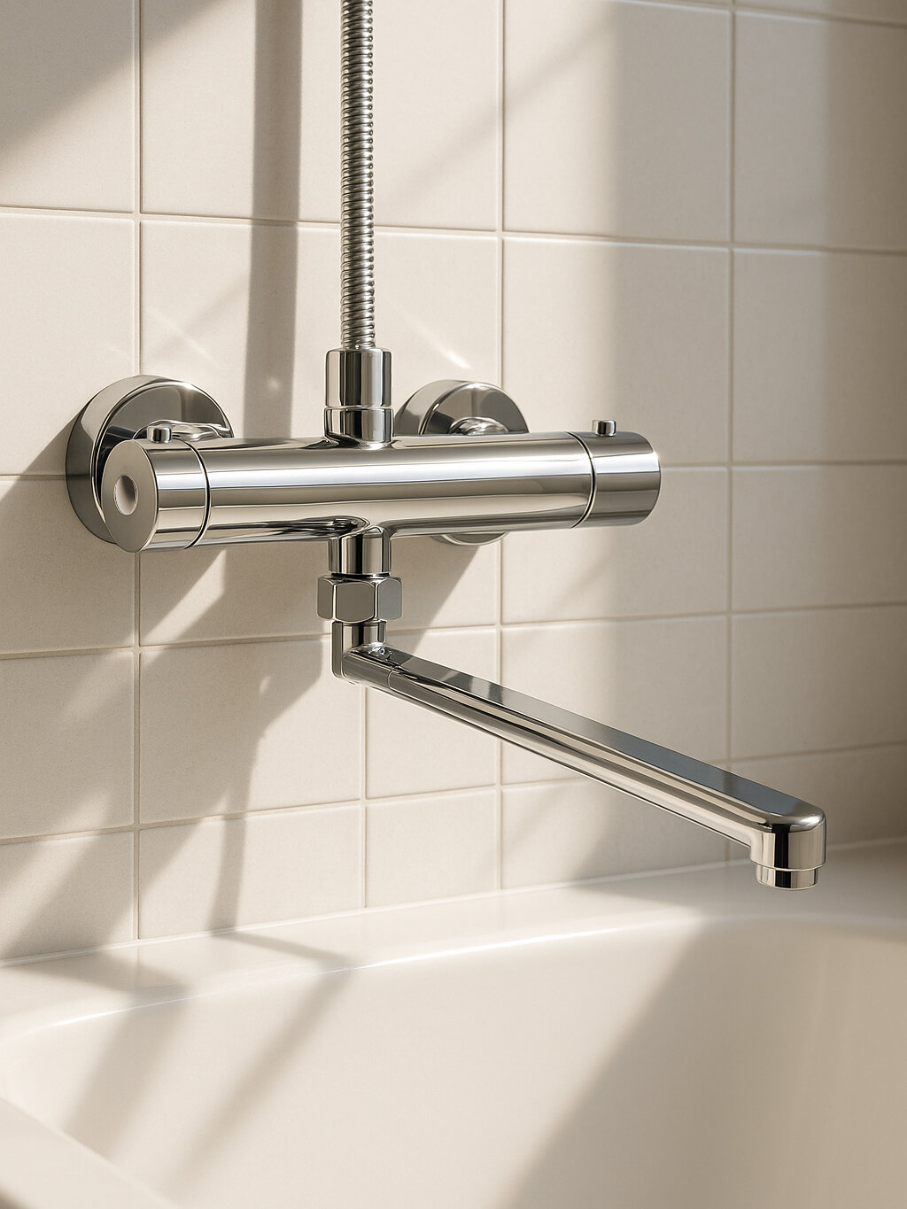 Смеситель-термостат для ванны с изливом 370мм