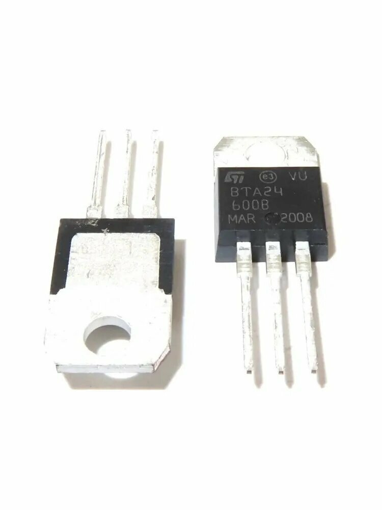 10 шт BTA24-600B ТО-220, надписи: BTA24 600B, двунаправленный тиристор 24A 600В