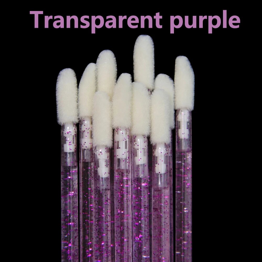 Одноразовые кисти для губ, ручка Transparent Purple, 50 шт.