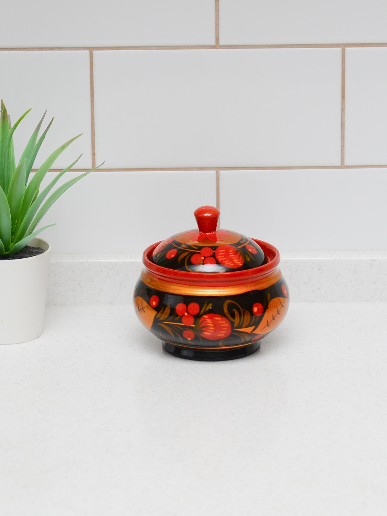 Солонка деревянная расписная хохлома D8 H9