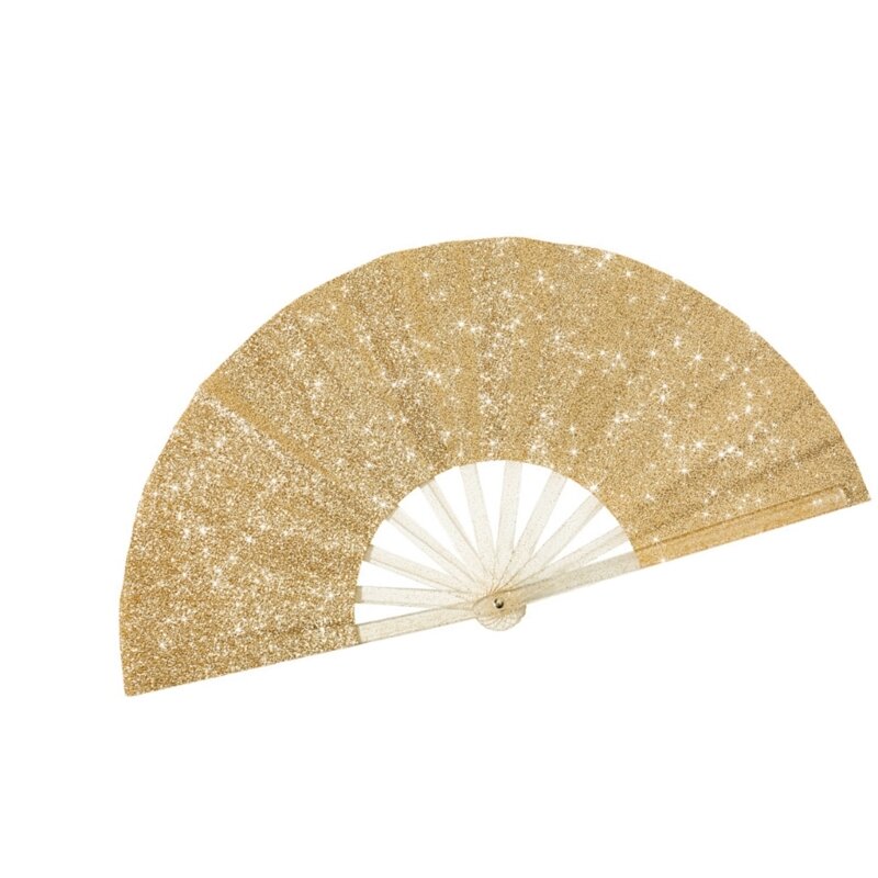 8-дюймовый блестящий веер Кунг-фу веер с блестящим порошком пластиковый костяной веер