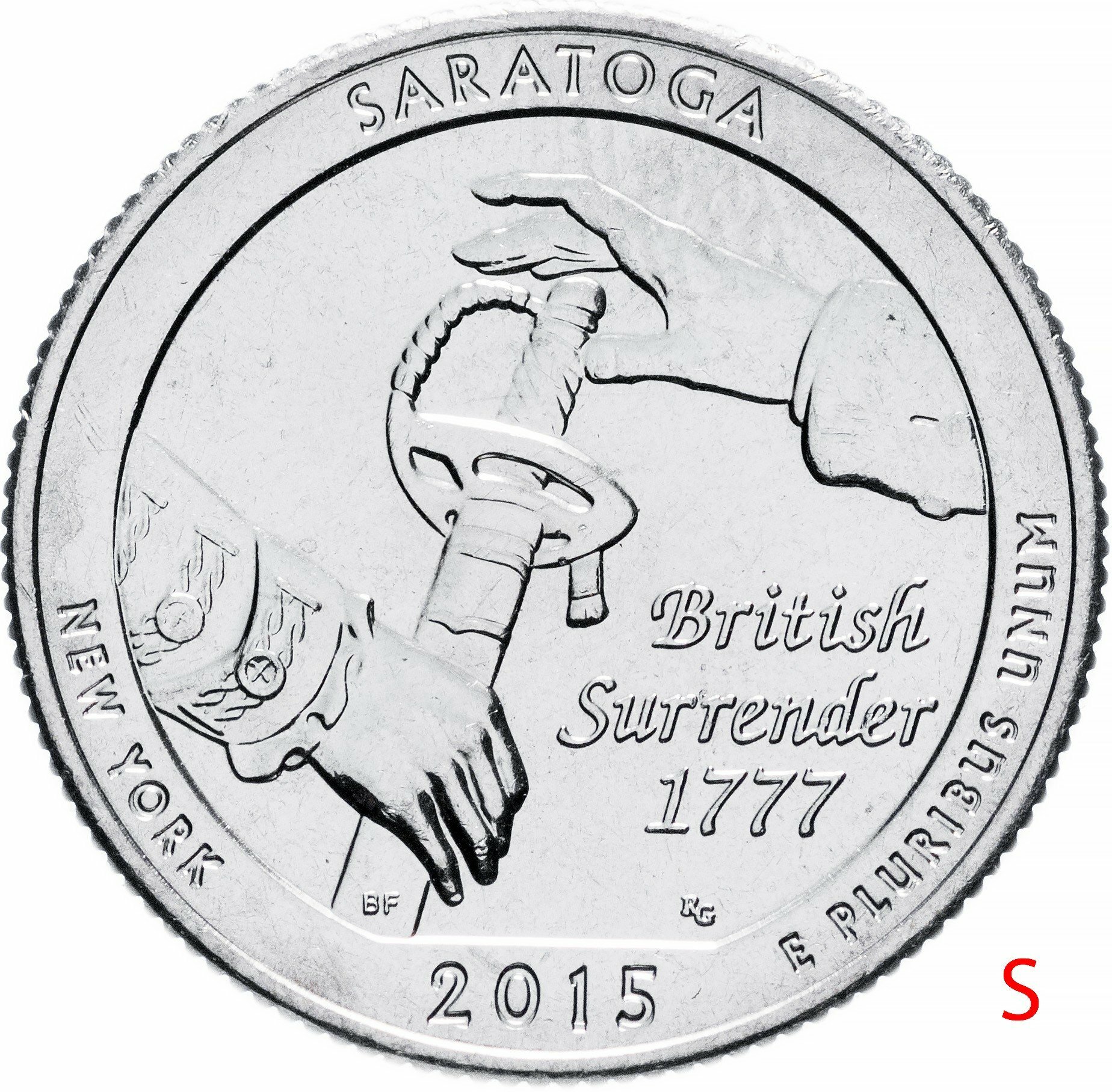 США 1/4 доллара 25 центов, квотер 2015 S — "Национальный исторический парк Саратога" 30-й парк, Мельхиор медь-никель, в сохранности UNC