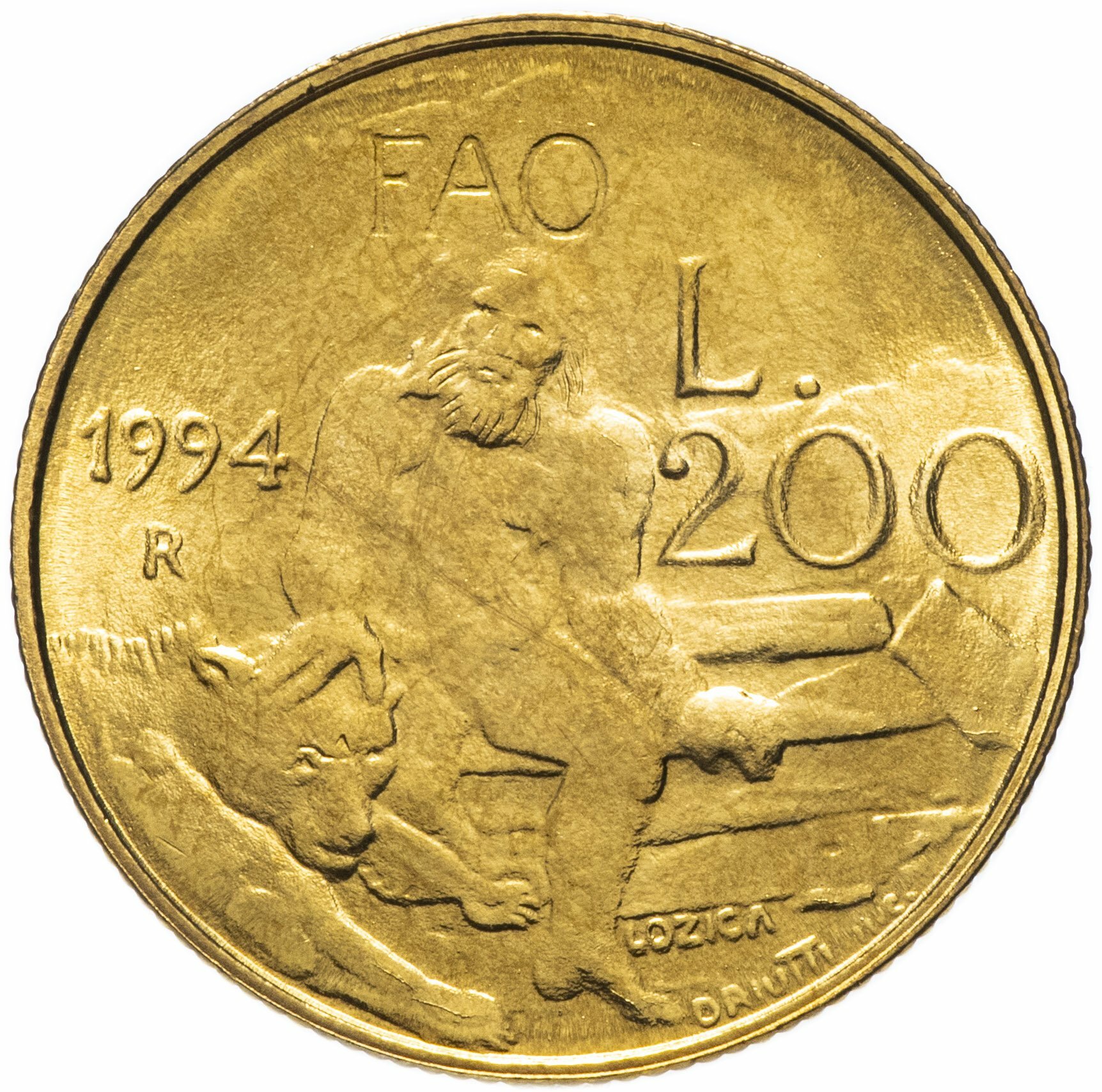 Сан-Марино 200 лир lire 1994, Бронза, в сохранности UNC