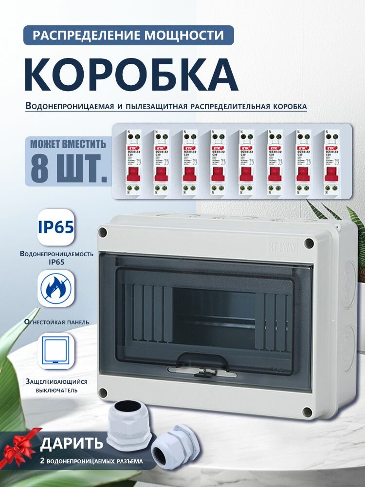 Щит распределительный навесной КМПн-5 пластиковый уличный на 5 модулей / Щиток с дверцей IP65, 159х120х90 мм, серый
