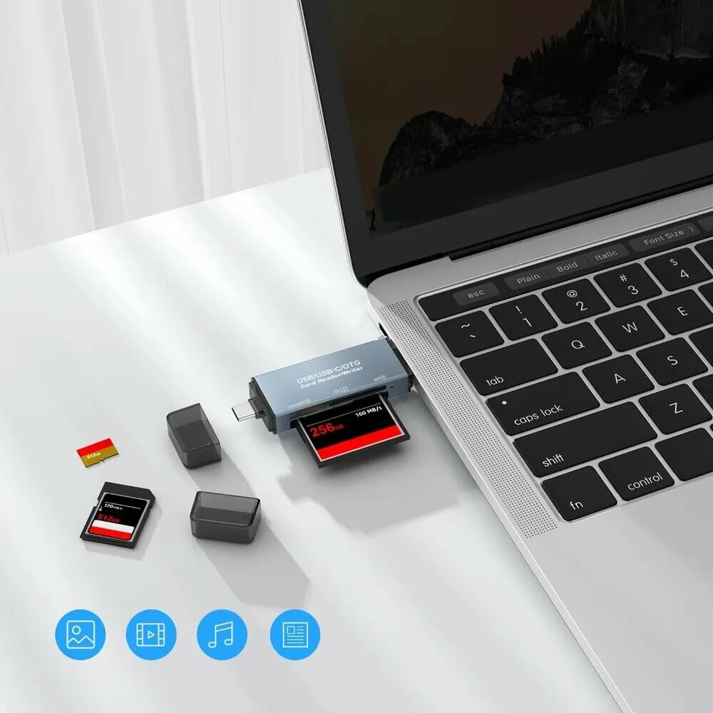 USB Memory Card Reader Compacts Flash Adapter для SD2.0 / MicroSDS / CF2.0 — фото 1