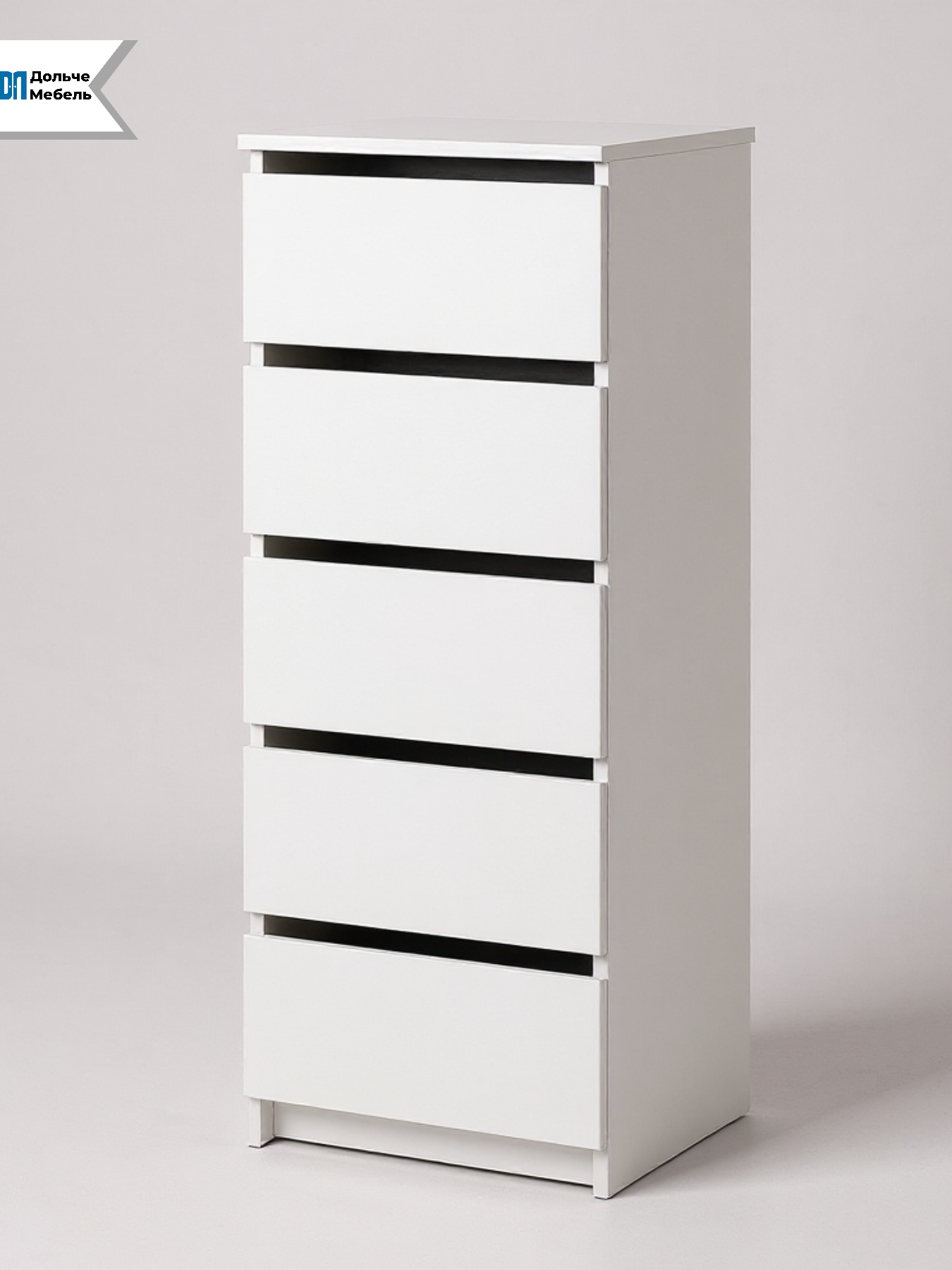 Комод для одежды высокий SV-Мебель КМ 3 с ящиками, узкий комод в спальню и прихожую, цвет белый текстурный