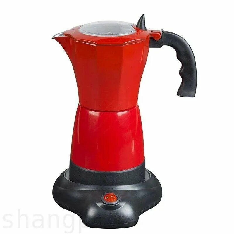 Кофеварка гейзерная эспрессо машина электрическая moka pot, красный, малиновый