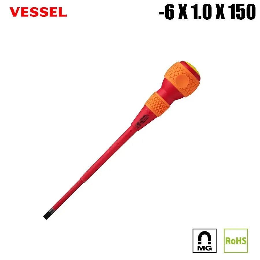 VESSEL BALL GRIP Изолированная отвертка 1000 В , с сильным магнитом, SL6X1X150 мм, серия 200