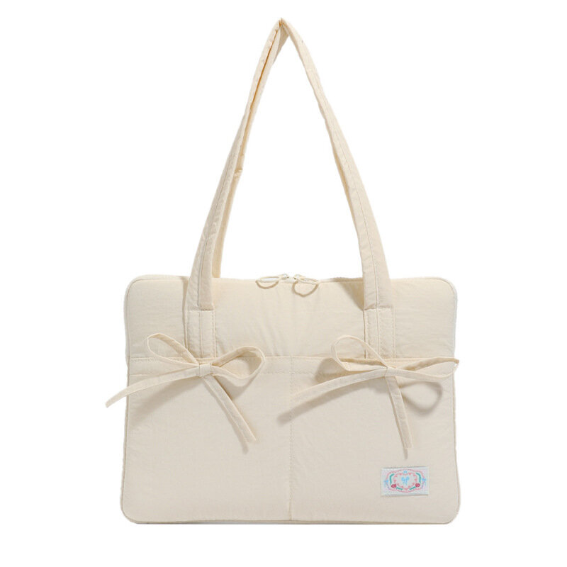 Японский и корейский стиль, свежая сумка с бантиком 14inch года, ручная сумка для ноутбука для девочек, кремового цвета, универсальная сумка для поездок, женская сумка