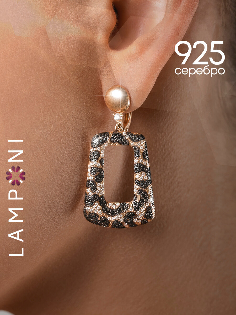 Подвеска для серег, серебро, 925 проба, фианит, шпинель синтетическая