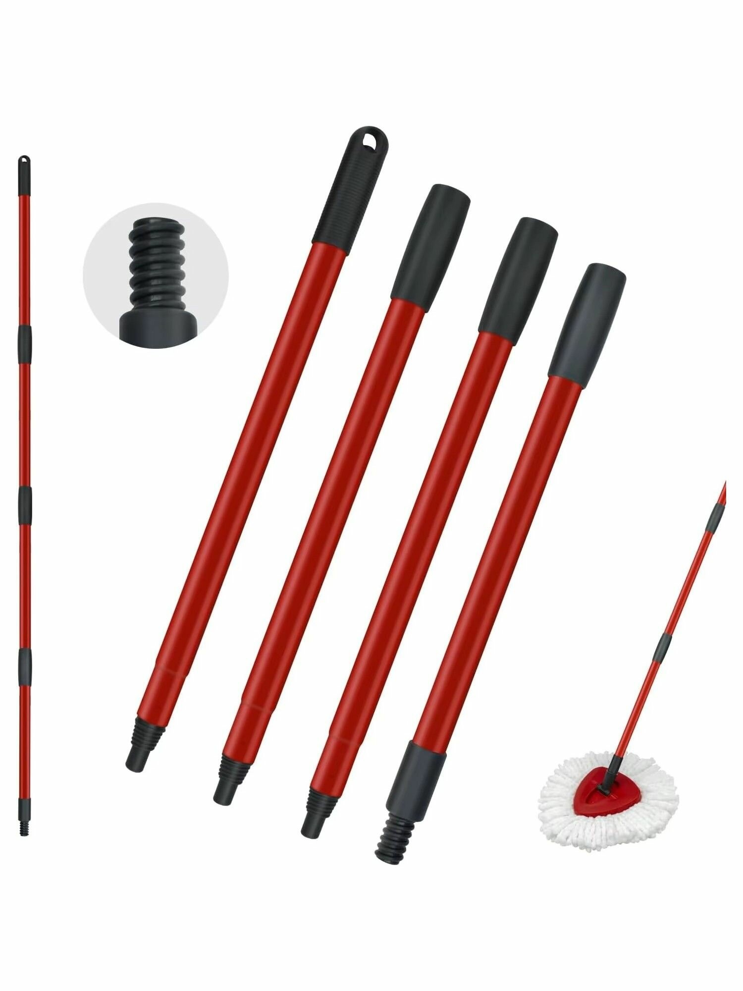 Ручка 4 секционная для швабры Vileda Turbo с крупной резьбой (USA)