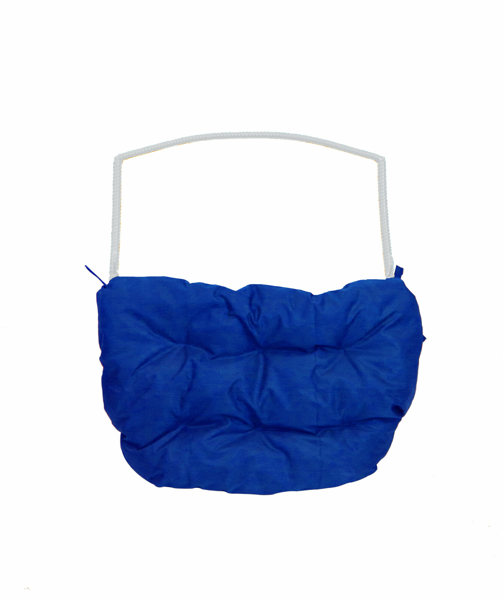 Подставка для ног на кресло подвесное для двоих, с ротангом белое, синяя подушка