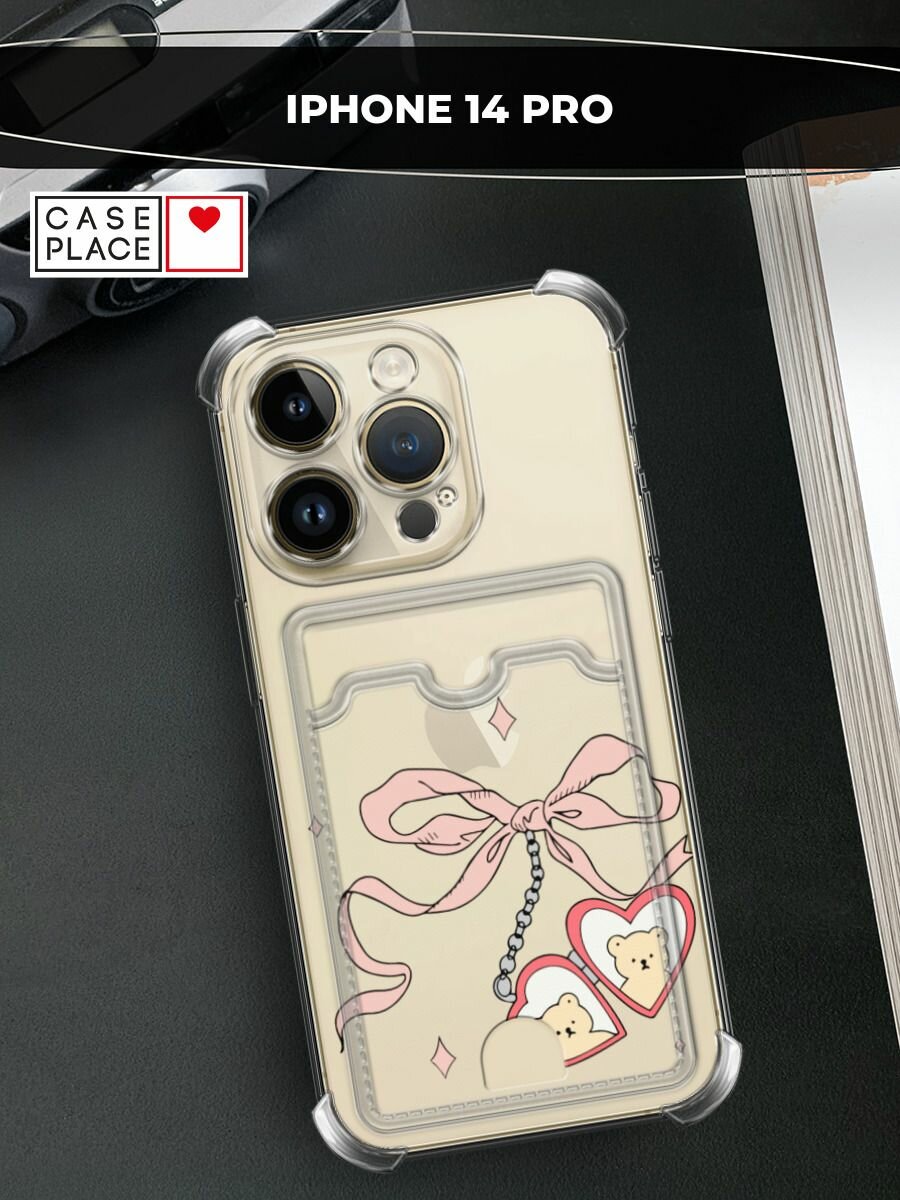 Чехол на Apple iPhone 14 Pro (Айфон 14 Про) с картой и принтом Нарисованный бантик